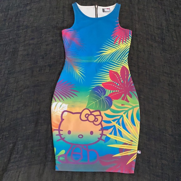 Hello Kitty | Dresses | Nwot Hello Kitty Turquoise Tropical Bodycon ...